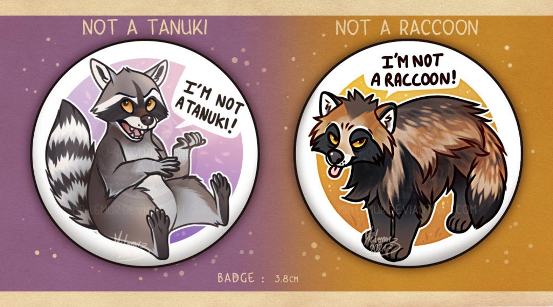 BADGES "i'm Not A.." : Raccoon & Tanuki / Raccoon and Raccoon Dog - Etsy