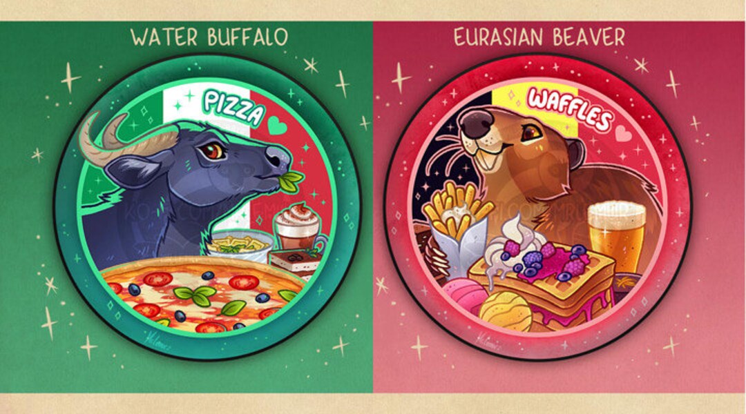 Buffalo & Beaver MAGNET / BIG BADGE: Italian Buffalo Loves Pizza and ...