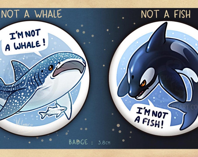 BADGES "i'm Not A.." : Whale Shark & Killer Whale / Whale Shark and ...