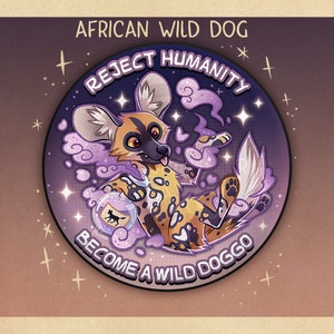 Lycaon, Fennec Fox, Dhole & Coyote - BADGE / MAGNET - Animal ...