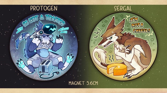 MAGNETS and BIG BADGES : Protogen is Not a Toaster & Sergal is - Etsy ...