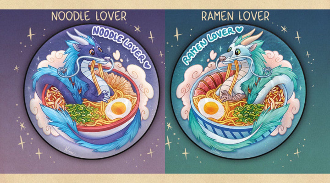 Dragon Noodle & Ramen - MAGNET / BIG BADGE - Fantasy Animal Creature - Etsy