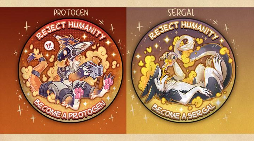 Protogen & Sergal - BADGE / MAGNET 5.6CM - Fantasy Transformation ...
