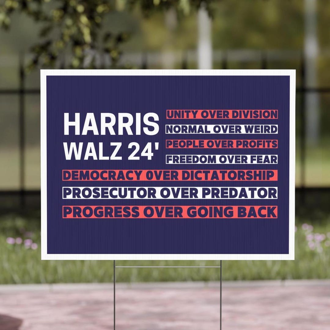 Kamala Harris & Tim Walz 2024 Unity Over Division Political Democratic ...