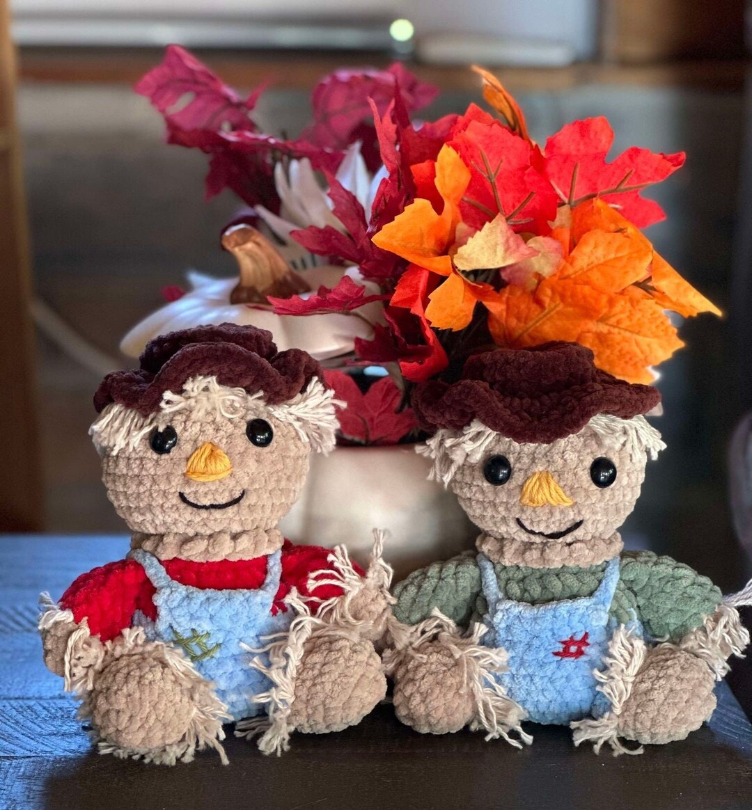Crochet Fall Scarecrow Plushies soft Plushie, Halloween Fall Decorready ...