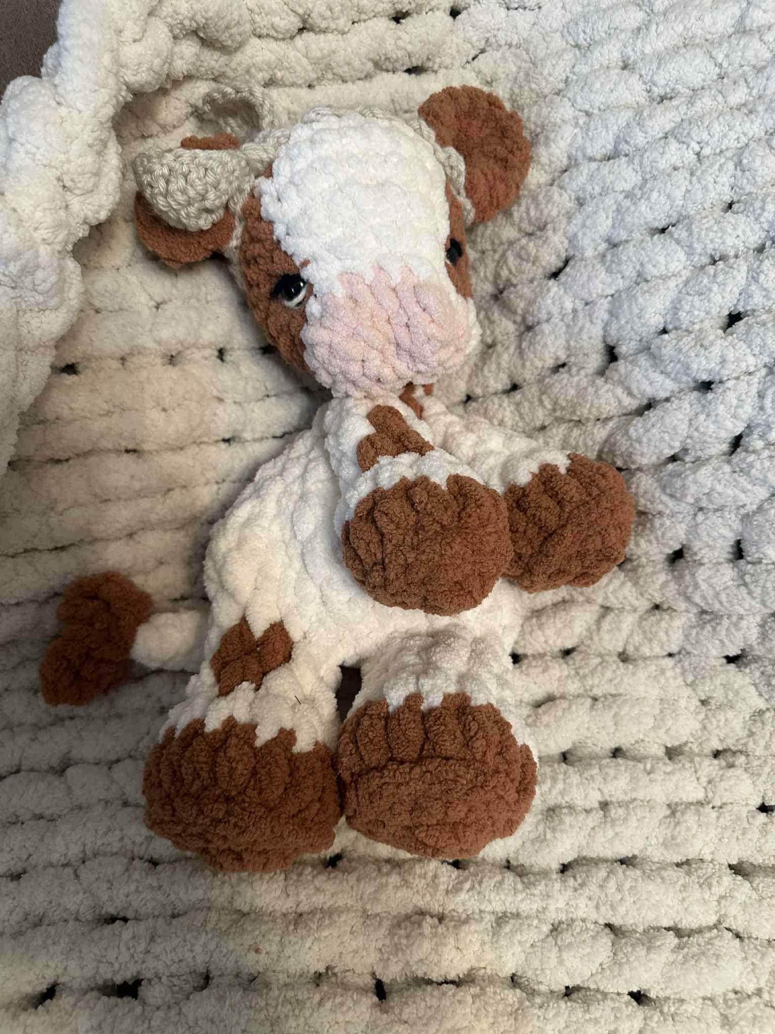 Crochet Cow Snuggler, Cow Lovey, Soft & Cozy Baby Lovey, Farm Animal ...
