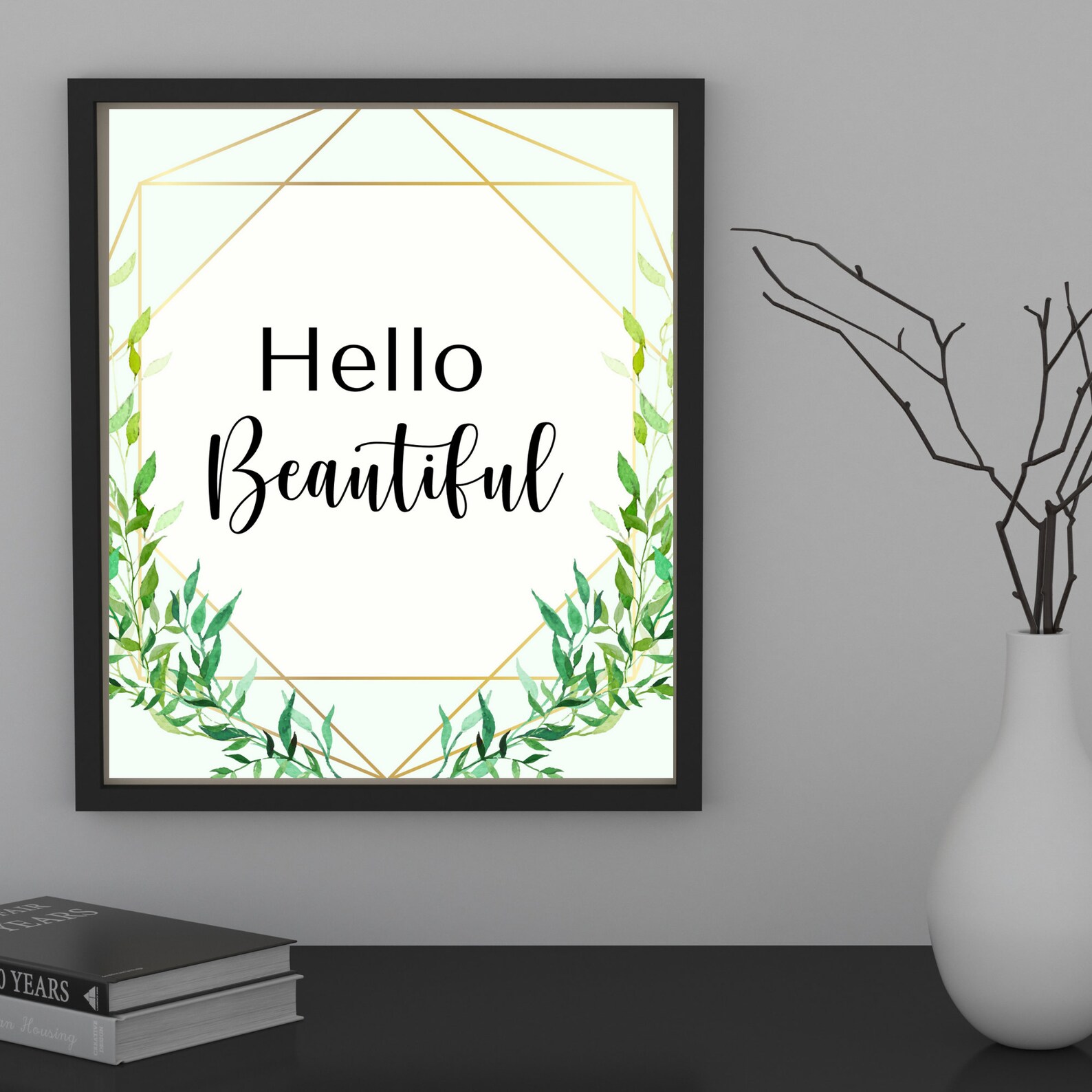 Hello Beautiful Watercolor Art Print Digital Art Printable - Etsy