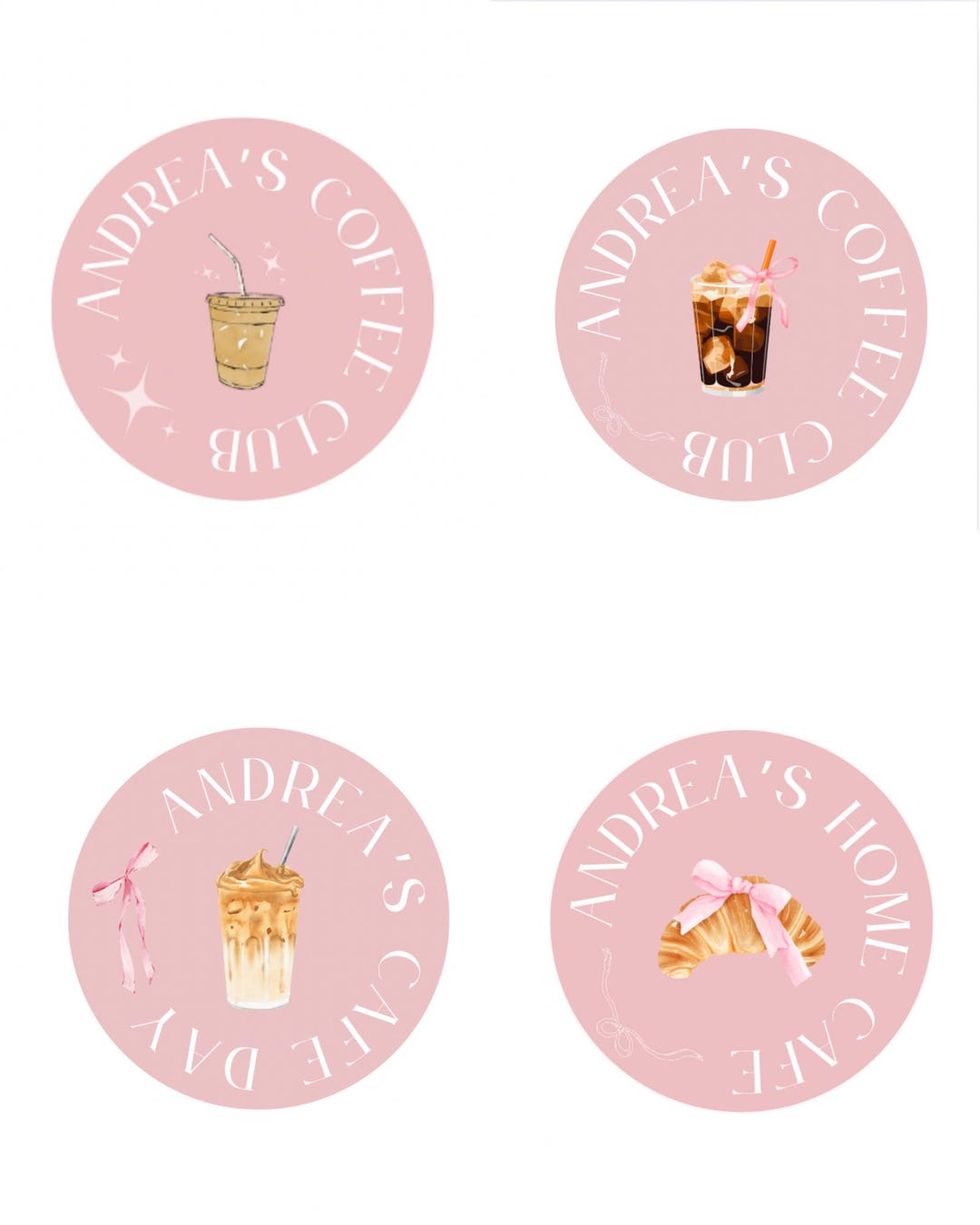 4 Editable Sticker Design Templates for Coffee Cups Personalized ...