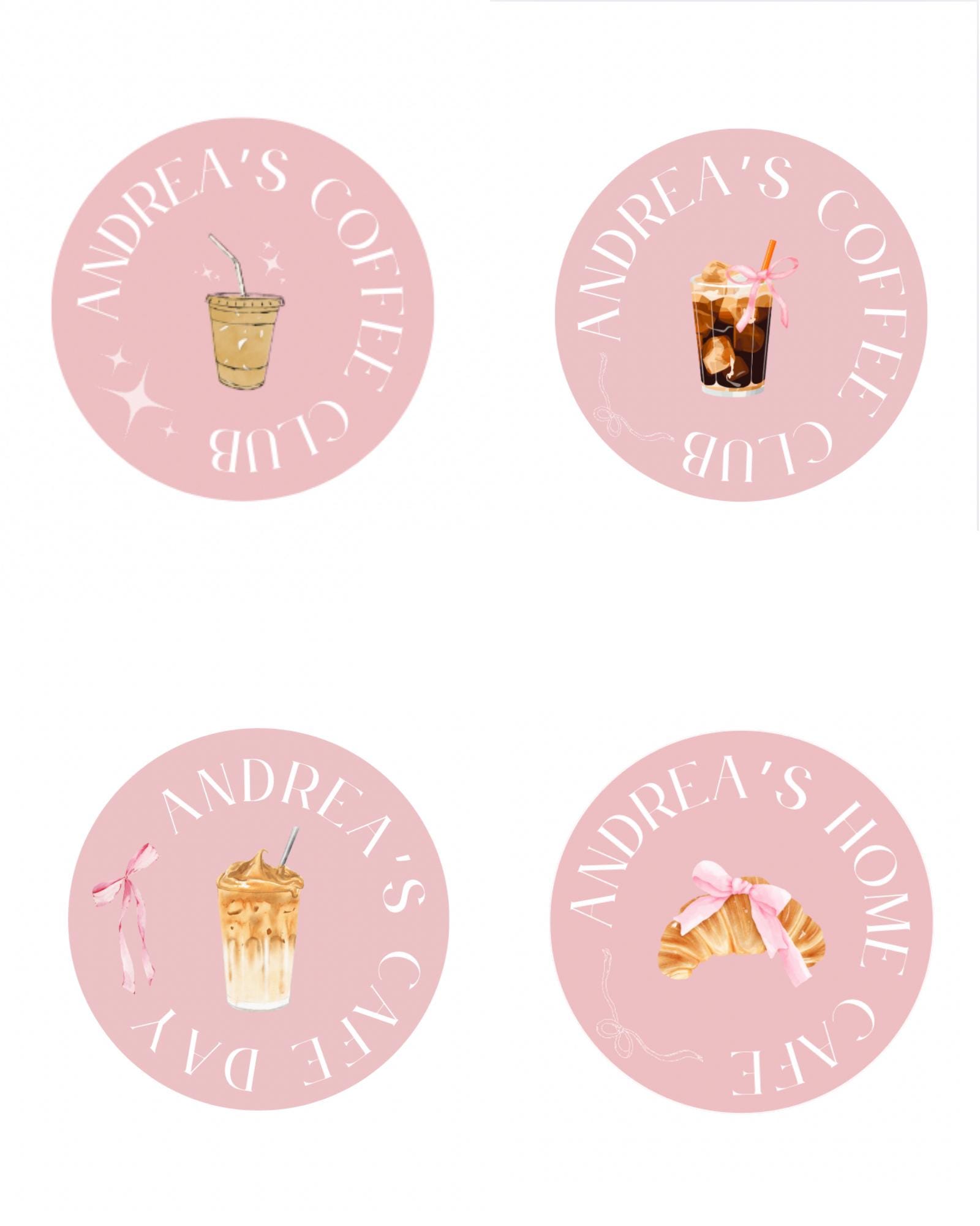 4 Editable Sticker Design Templates for Coffee Cups Personalized ...