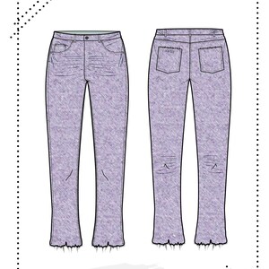 Womens Cropped Jeans | Fashion Flat Sketch | Instant Download File ...