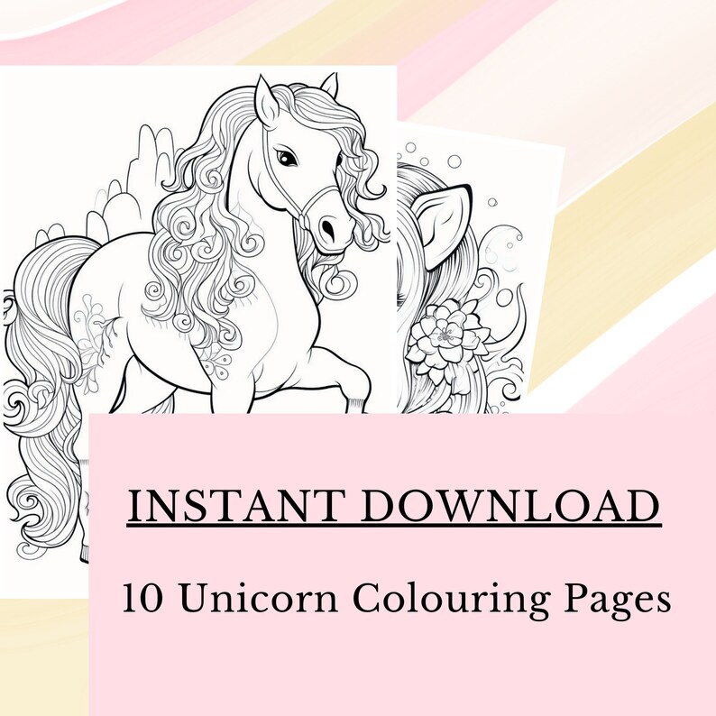 10 Unicorn Colouring Pages, Instant Download, Kids Activities, Kids ...