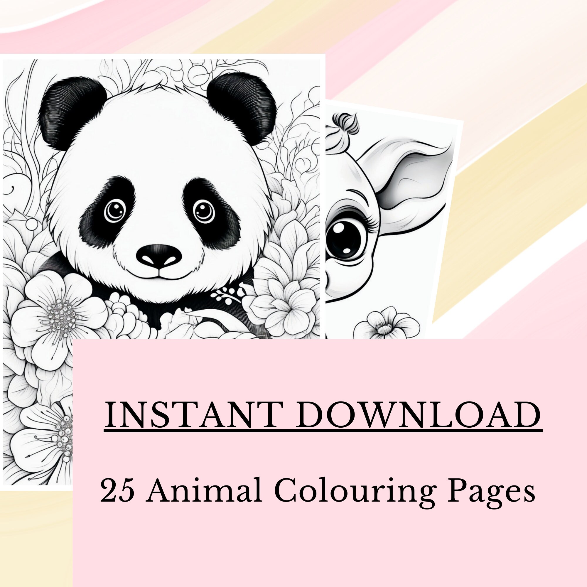 25 Kawaii Animal Colouring Pages, Instant Download, Kids Activities ...