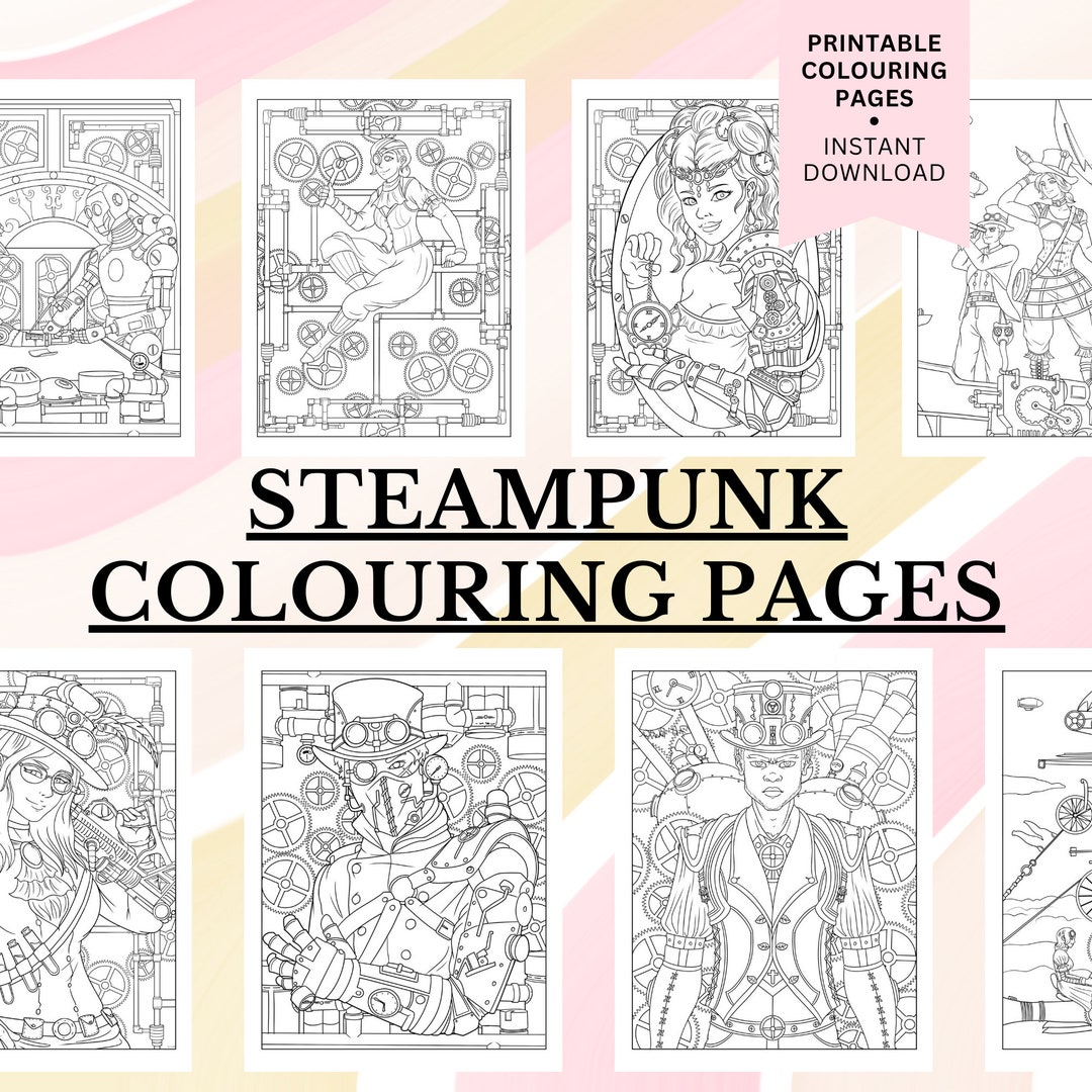 30 Steampunk Colouring Pages, Instant Download, Kids Colouring ...