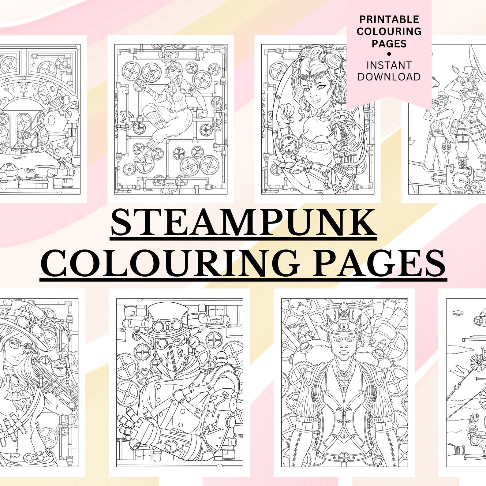 30 Steampunk Colouring Pages, Instant Download, Kids Colouring ...