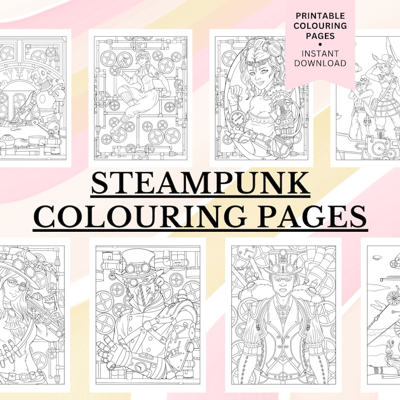 30 Steampunk Colouring Pages, Instant Download, Kids Colouring ...
