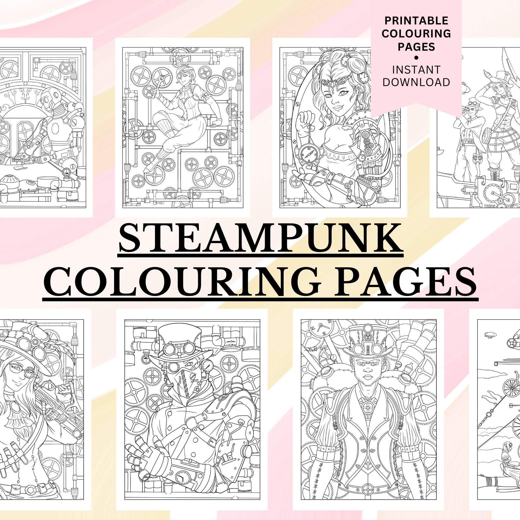 30 Steampunk Colouring Pages, Instant Download, Kids Colouring ...