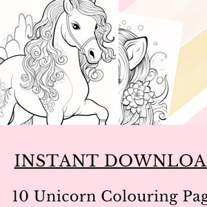 10 Unicorn Colouring Pages Instant Download Kids Activities - Etsy