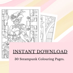 30 Steampunk Colouring Pages, Instant Download, Kids Colouring ...