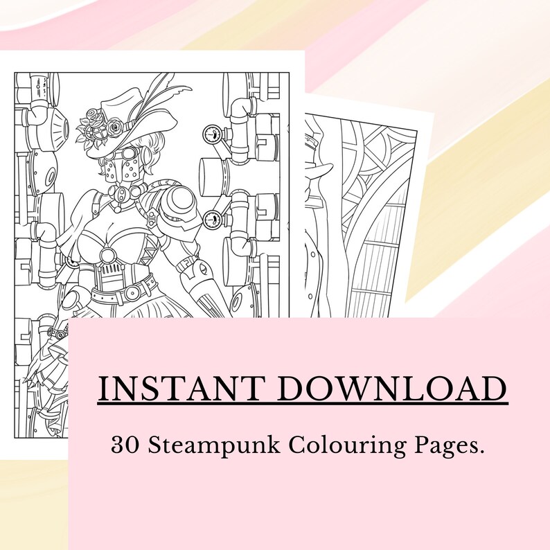 30 Steampunk Colouring Pages, Instant Download, Kids Colouring ...