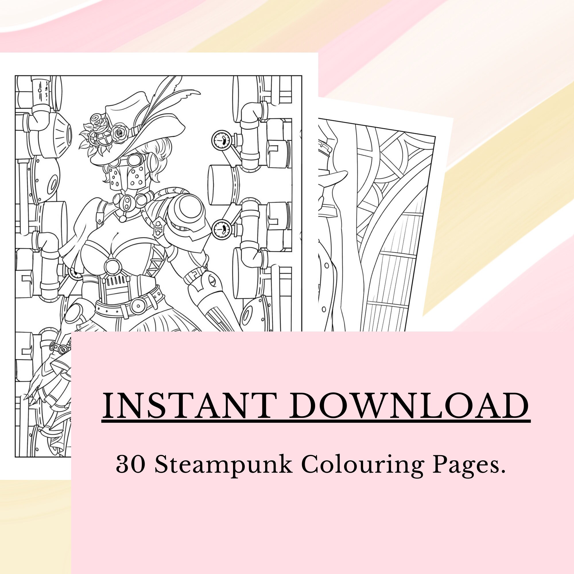30 Steampunk Colouring Pages, Instant Download, Kids Colouring ...