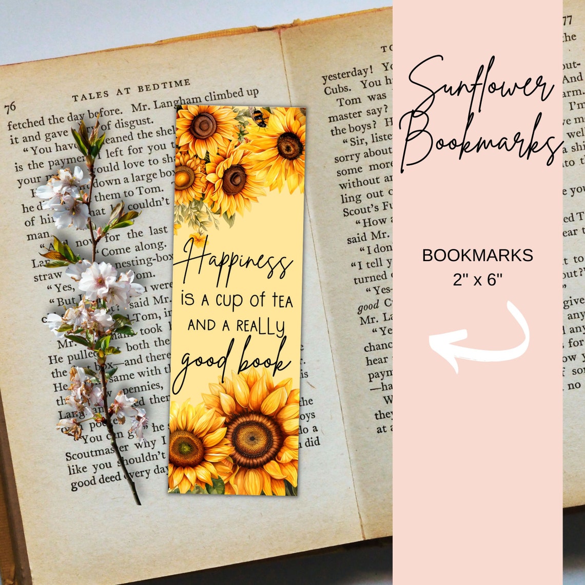 Printable Sunflower Bookmarks, Digital Bookmark, Instant Download ...