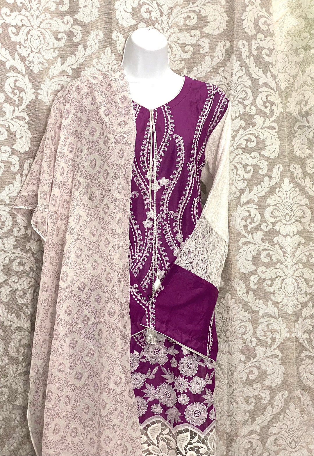Beautiful Pakistani Clothes 3pic Cotton Suit Embroidery Work and Bake ...