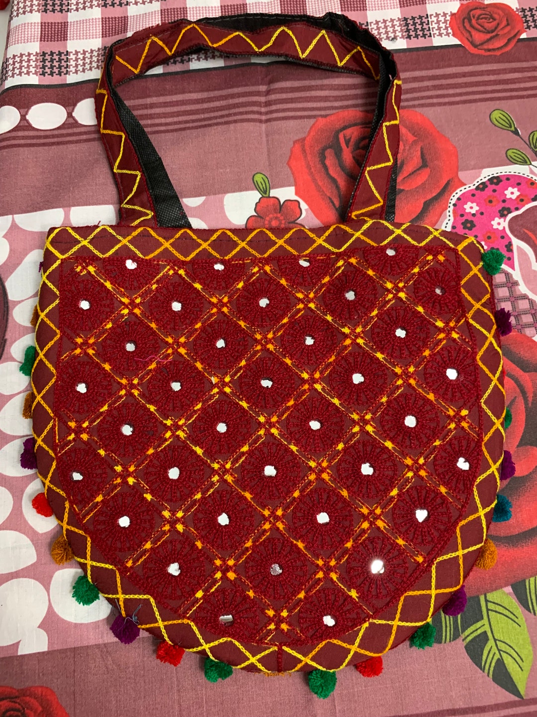 Pakistani Embroidery Handmade Shoulder Handbag Maroon Color for Women ...