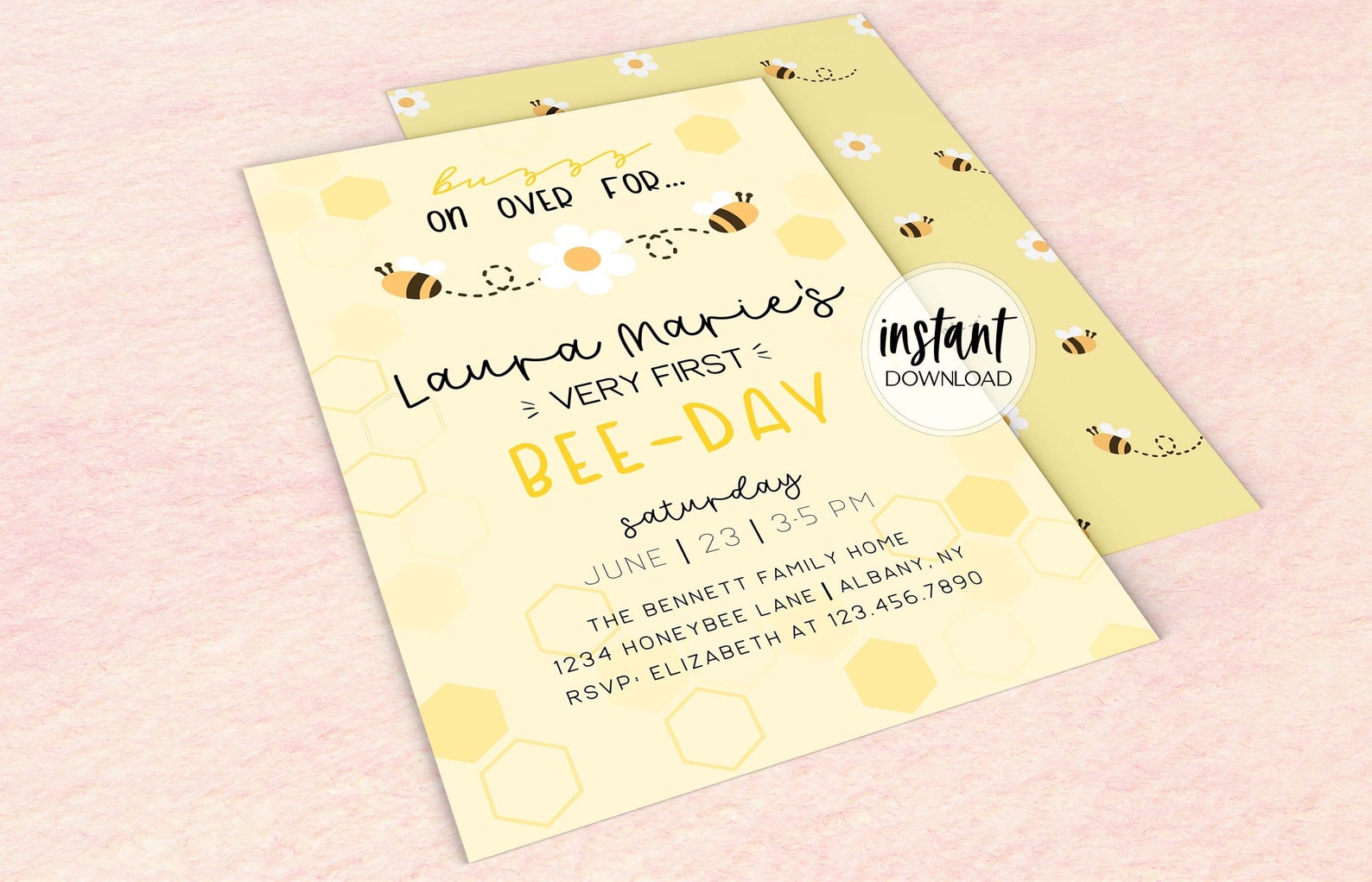 1st Bee-Day Invitation Honey Bee Invite Bee-Day Invitation | Etsy