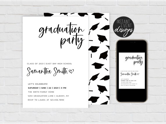 Modern Graduation Invitation Template Minimalistic Grad - Etsy
