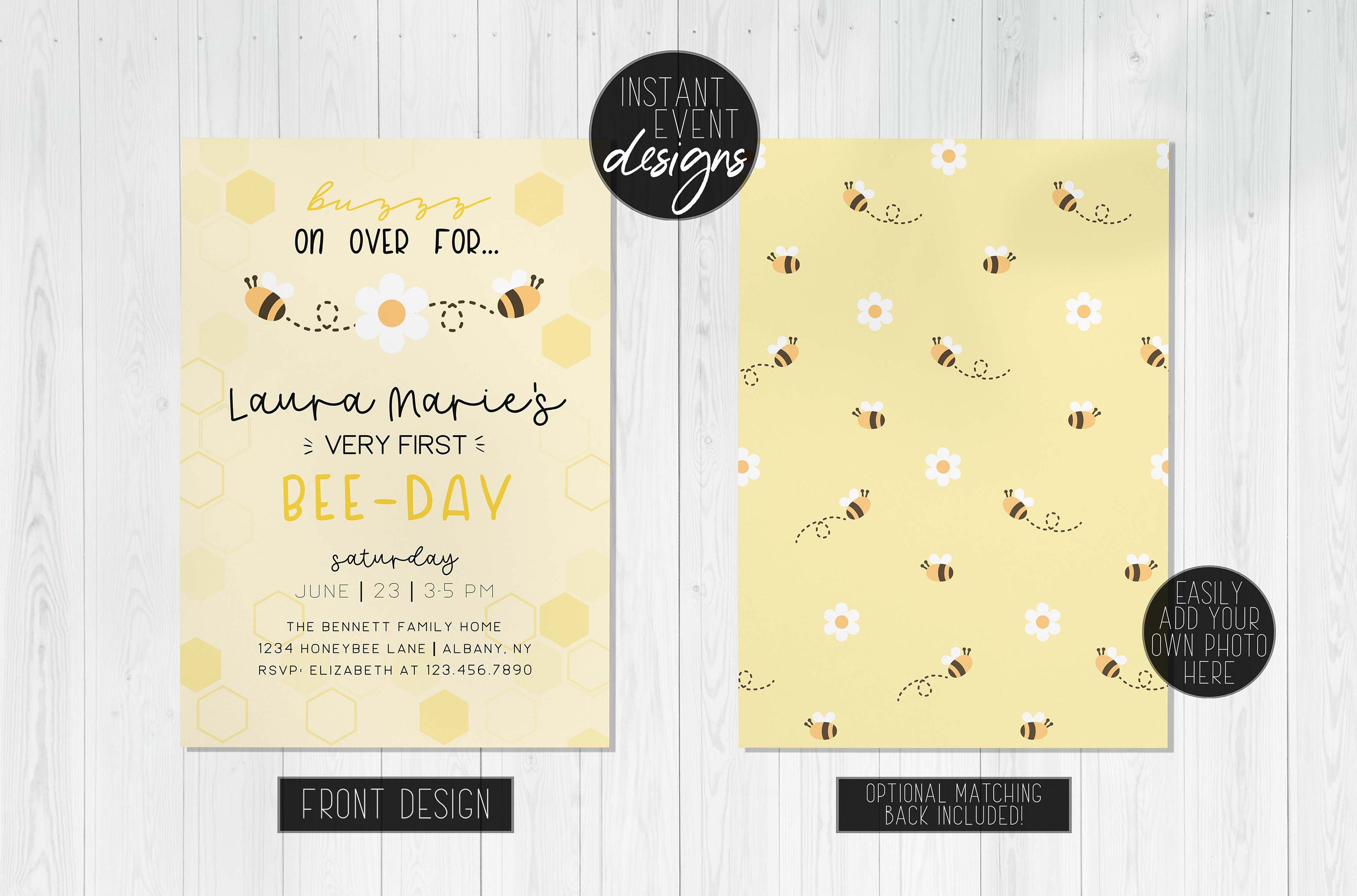 1st Bee-day Invitation Honey Bee Invite Bee-day Invitation Bee-day ...
