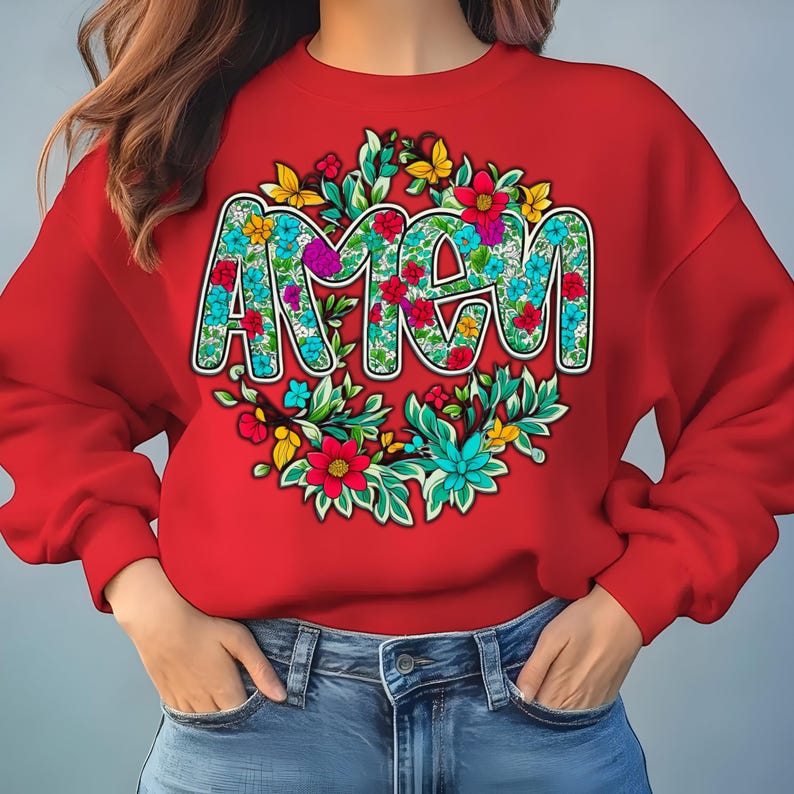 Floral Amen PNG Digital Download | Christian Sublimation Design | 300 ...