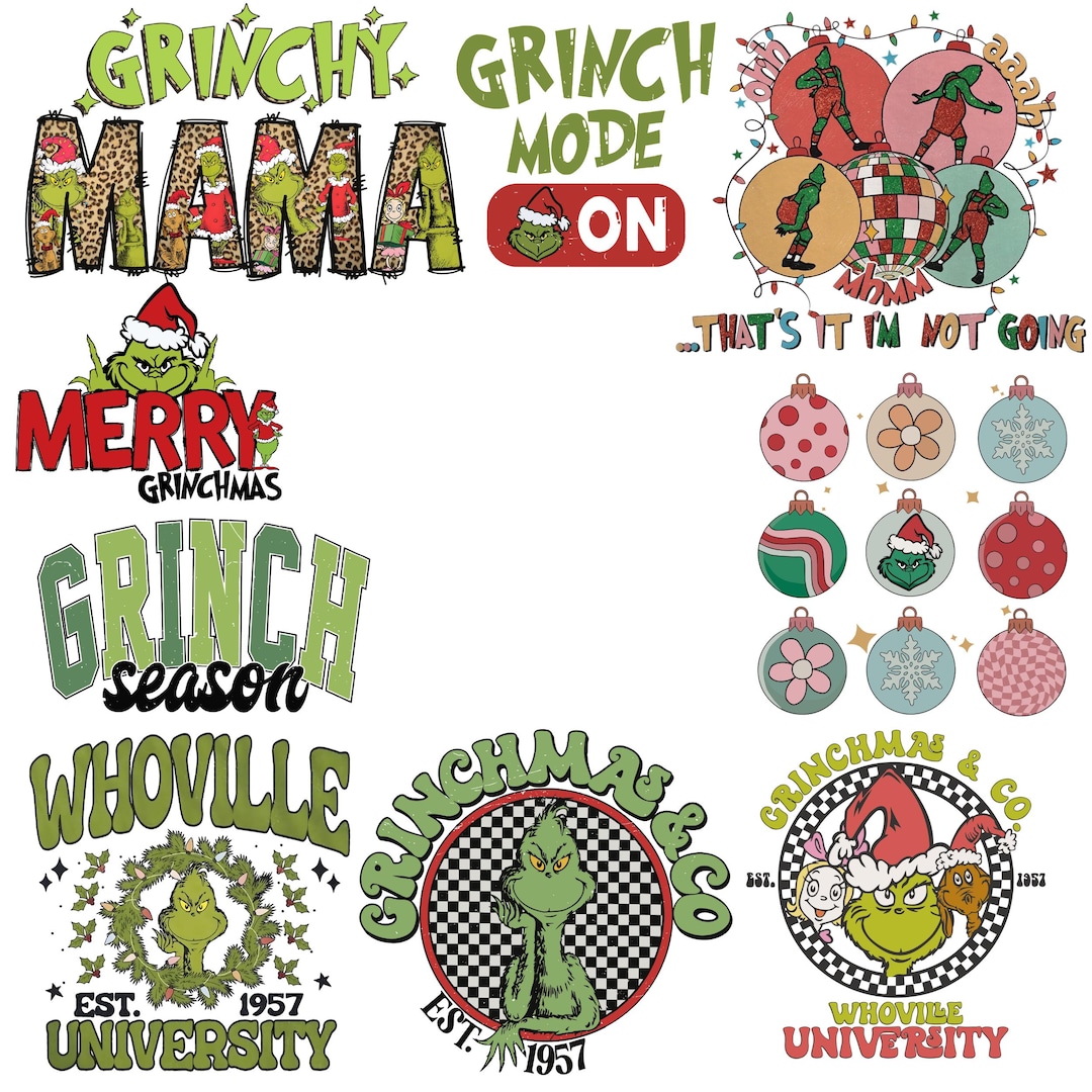Grinch Christmas Clipart Bundle Png Digital Download 100 High ...