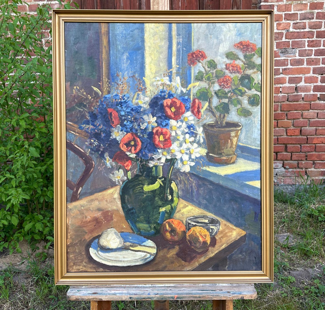 Modern Impressionist Interior Scene With Flowers and Fruit on the Table ...