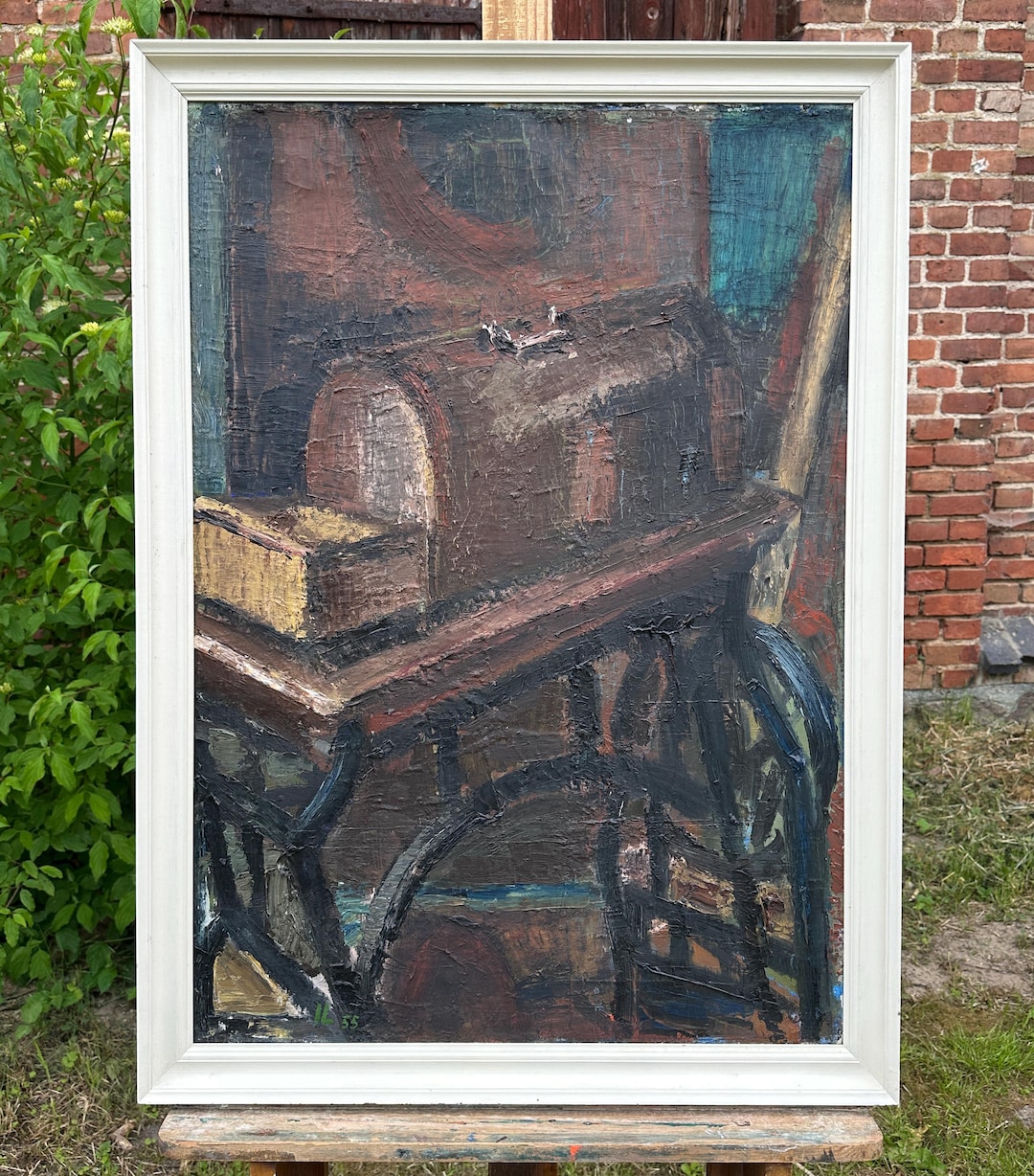Exciting Expressionist, the Old Sewing Machine, Oil Painting From 1955 ...