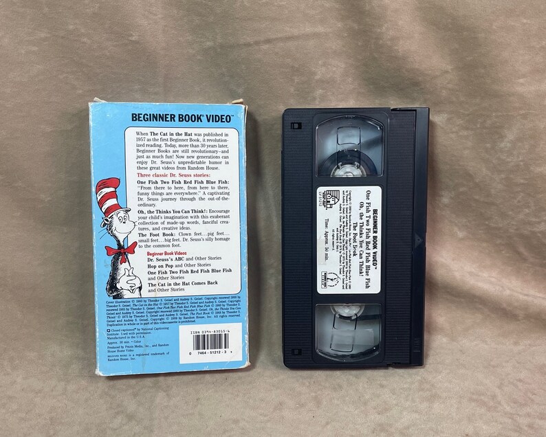 Vintage 1980s Dr. Seuss One Fish Two Fish Red Fish Blue Fish VHS ...