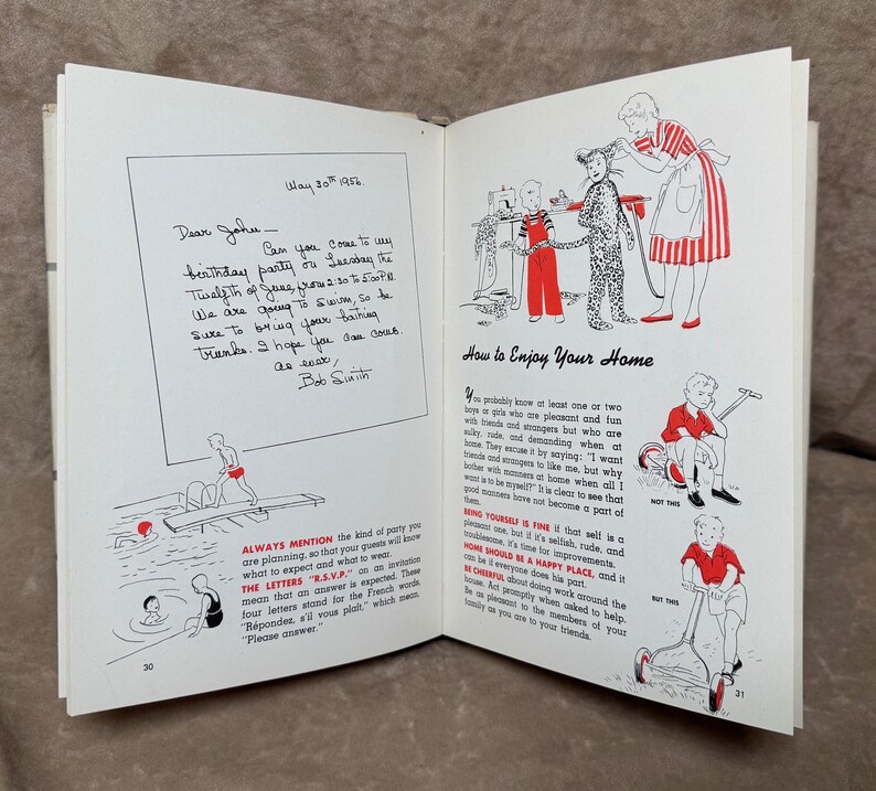Vintage 1955 Manners to Grow on by Tina Lee Illustrations by Manning ...