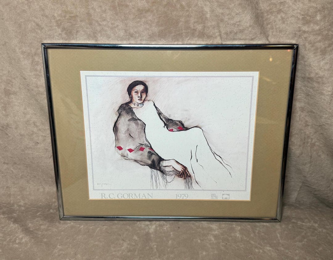 Vintage 1979 RC Gorman Woman From South Dakota Framed/matted White ...
