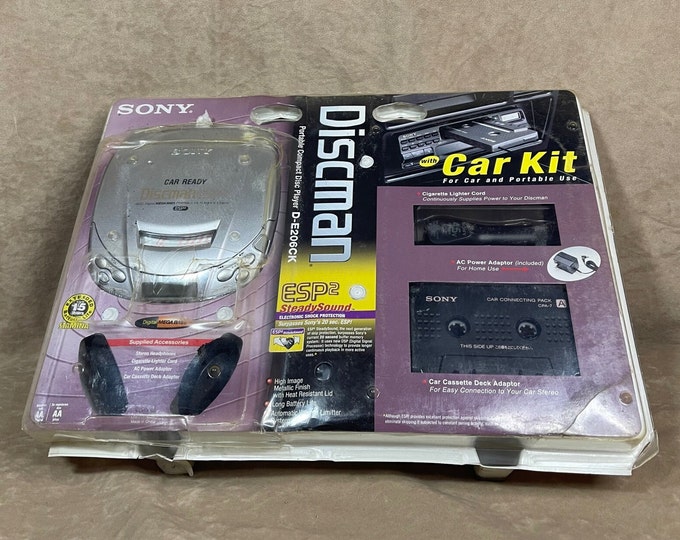 Vintage Sony Discman Portable Compact Disc CD Player D-E206CK With Car ...