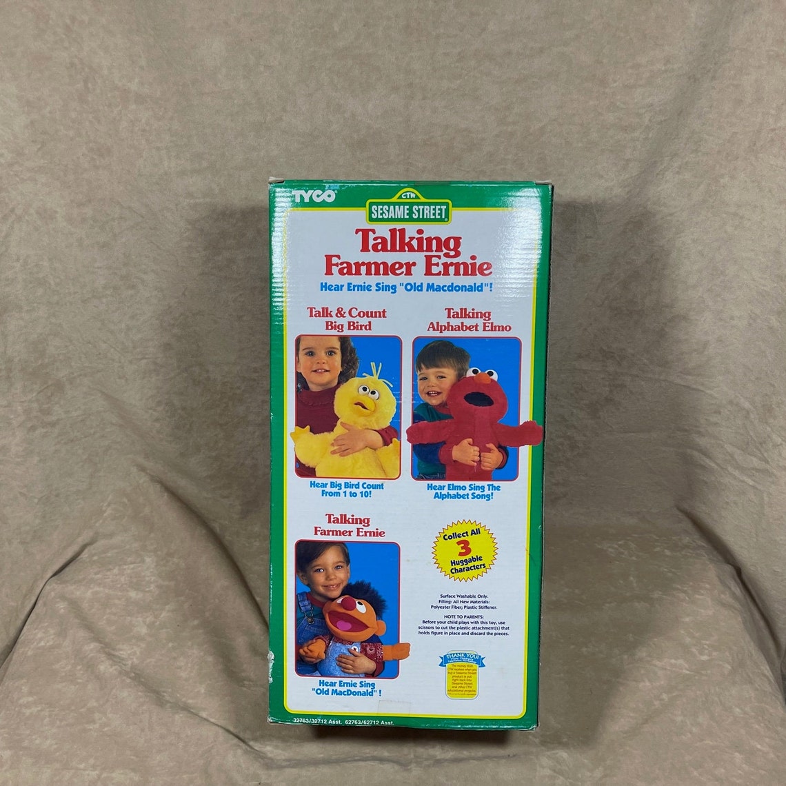 Vintage 1995 new in Box Tyco Sesame Street Talking Farmer Ernie Plush ...