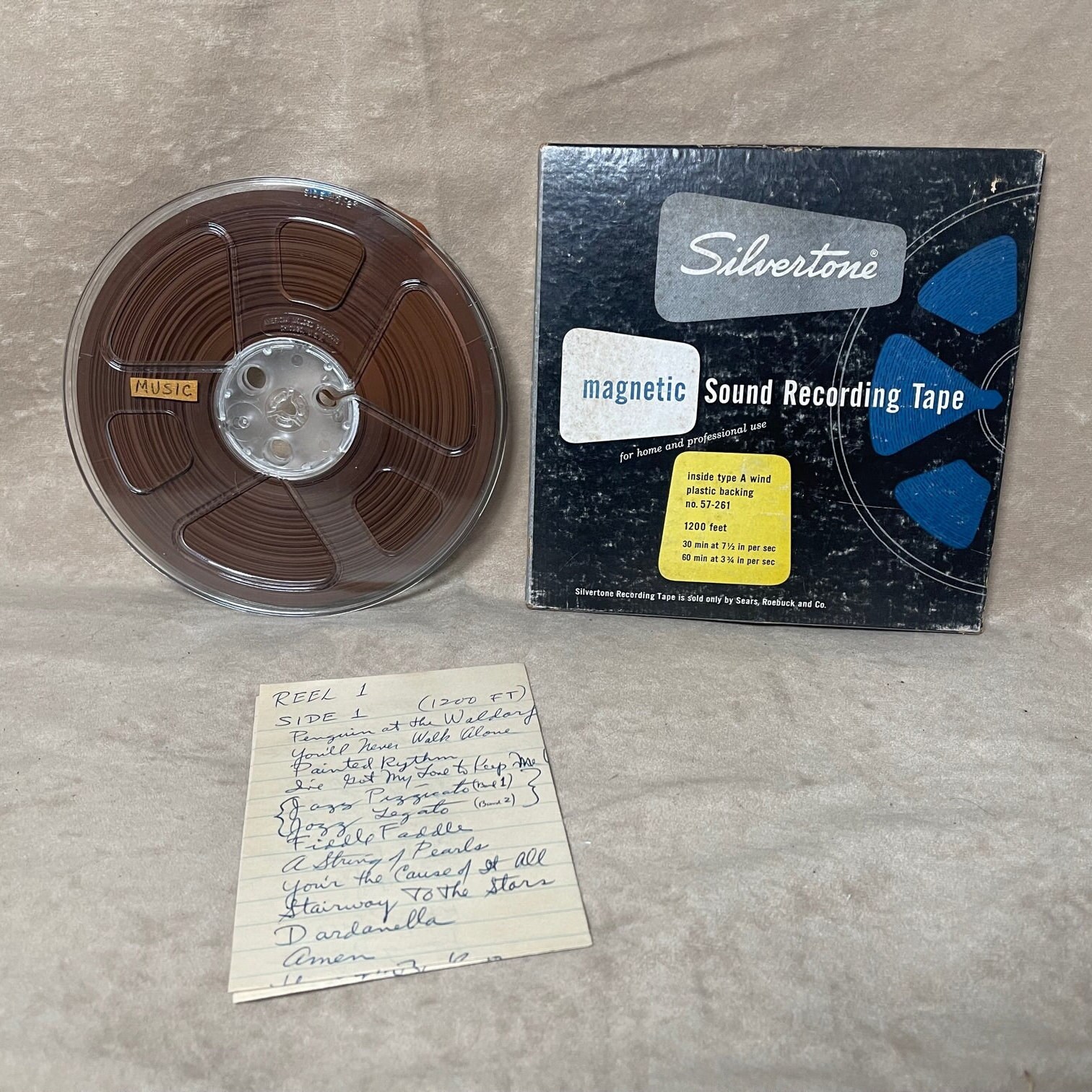 Vintage 1960s Silvertone 7" Reel to Reel Recorded Tape With Handwritten ...