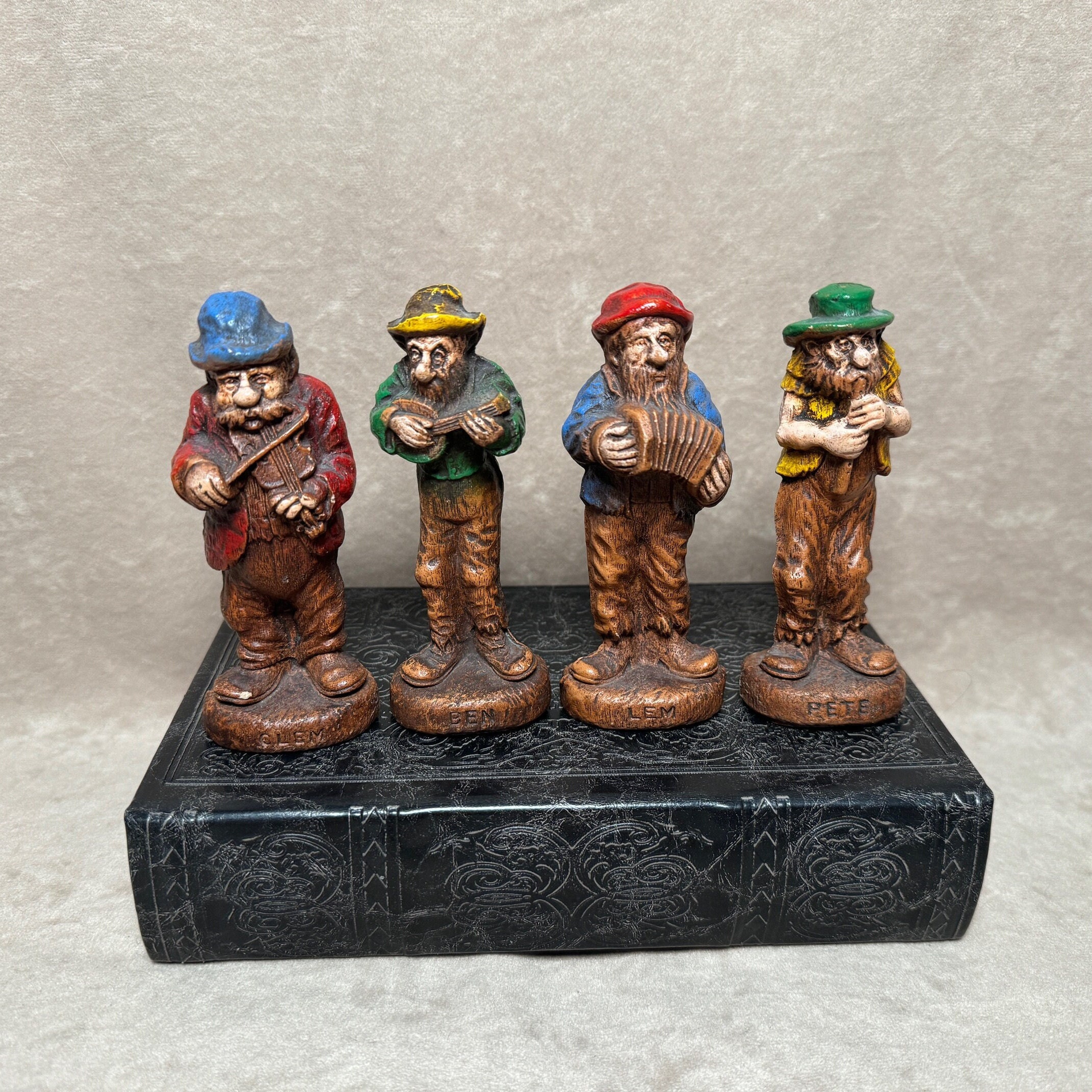 Vintage 1942 Syroco 4 Hillbilly Band Ben Clem Lem Pete Figurines ...