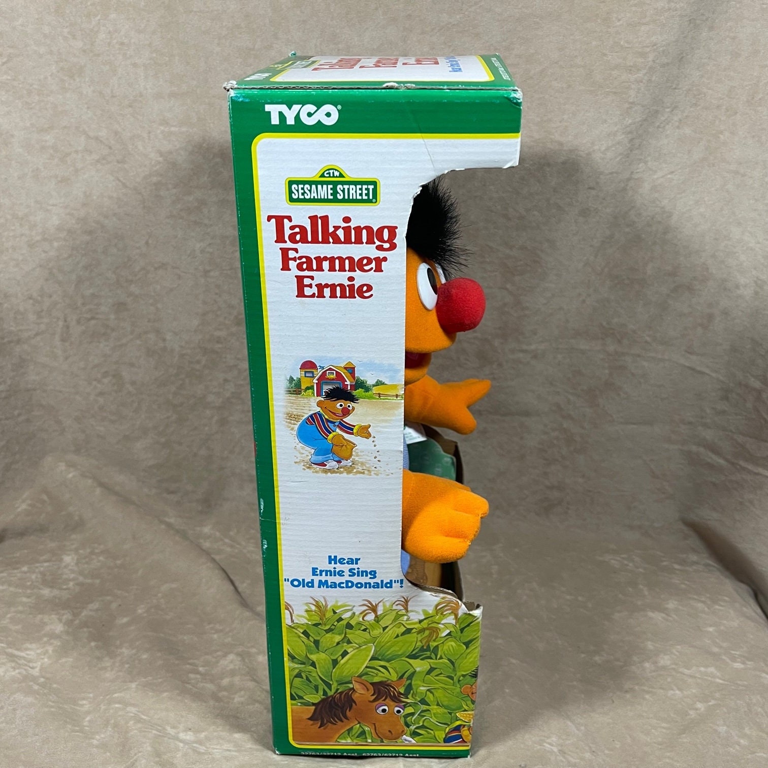 Vintage 1995 new in Box Tyco Sesame Street Talking Farmer Ernie Plush ...