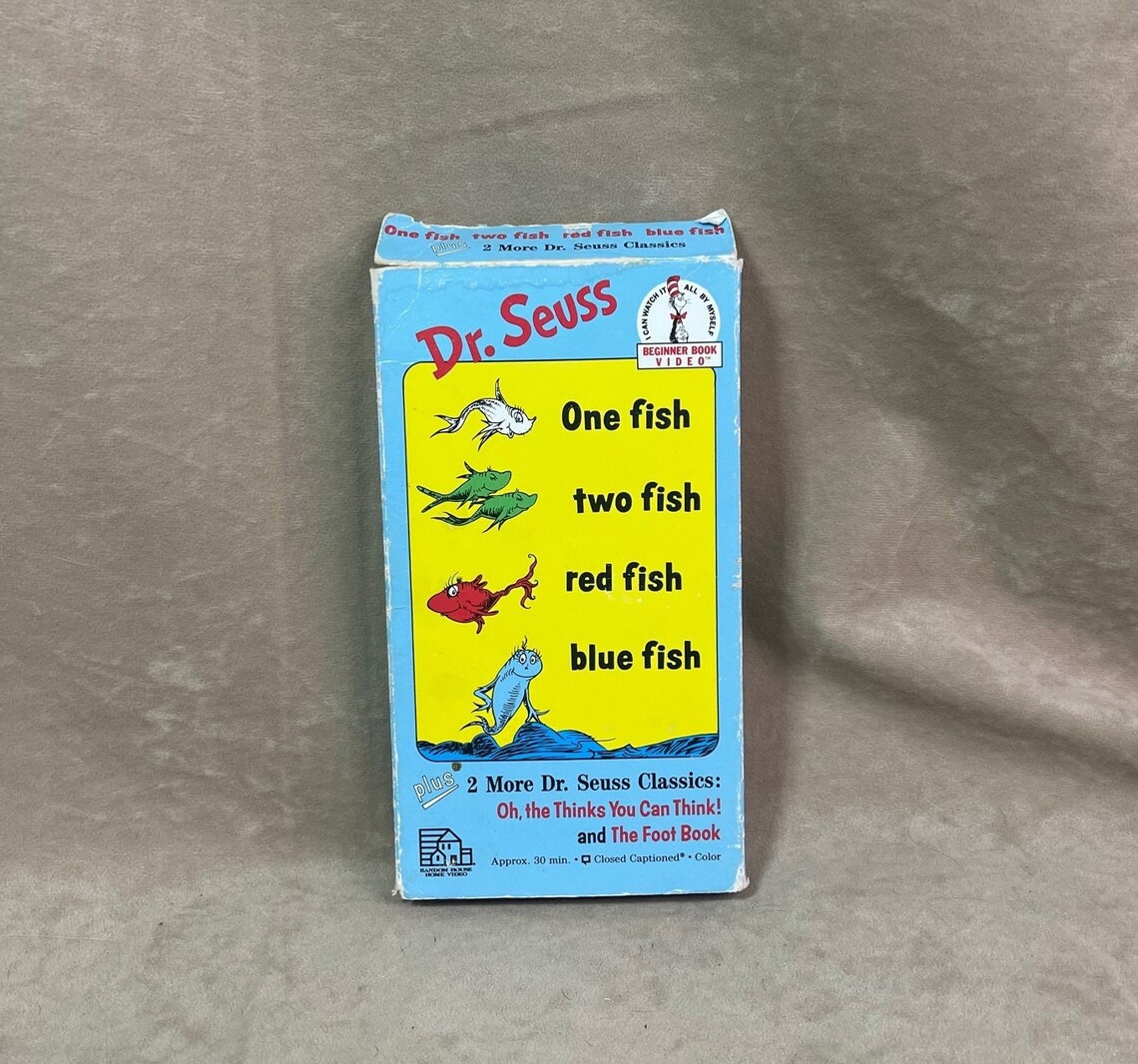 Vintage 1980s Dr. Seuss One Fish Two Fish Red Fish Blue Fish VHS ...