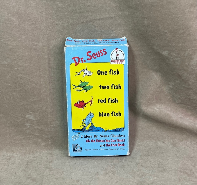 Vintage 1980s Dr. Seuss One Fish Two Fish Red Fish Blue Fish VHS ...
