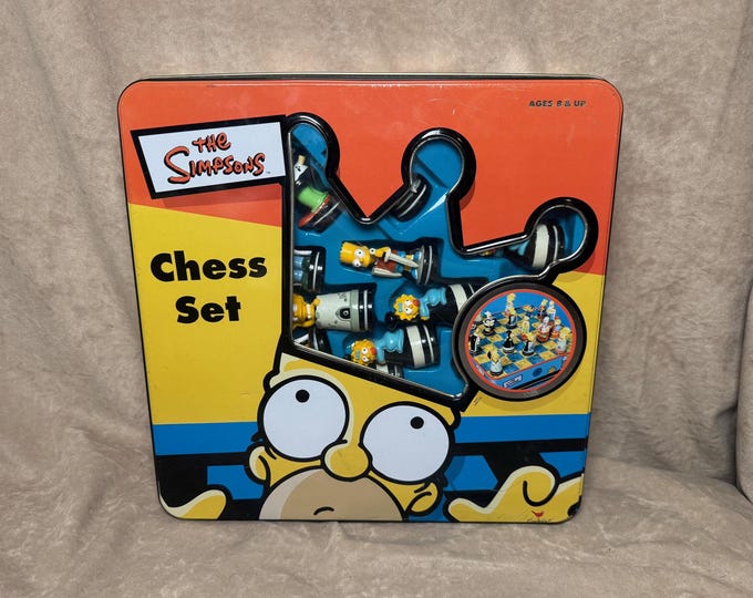 Vintage 1998 the Simpsons Collectors 3D Chess Set Tin Double Gameboard ...