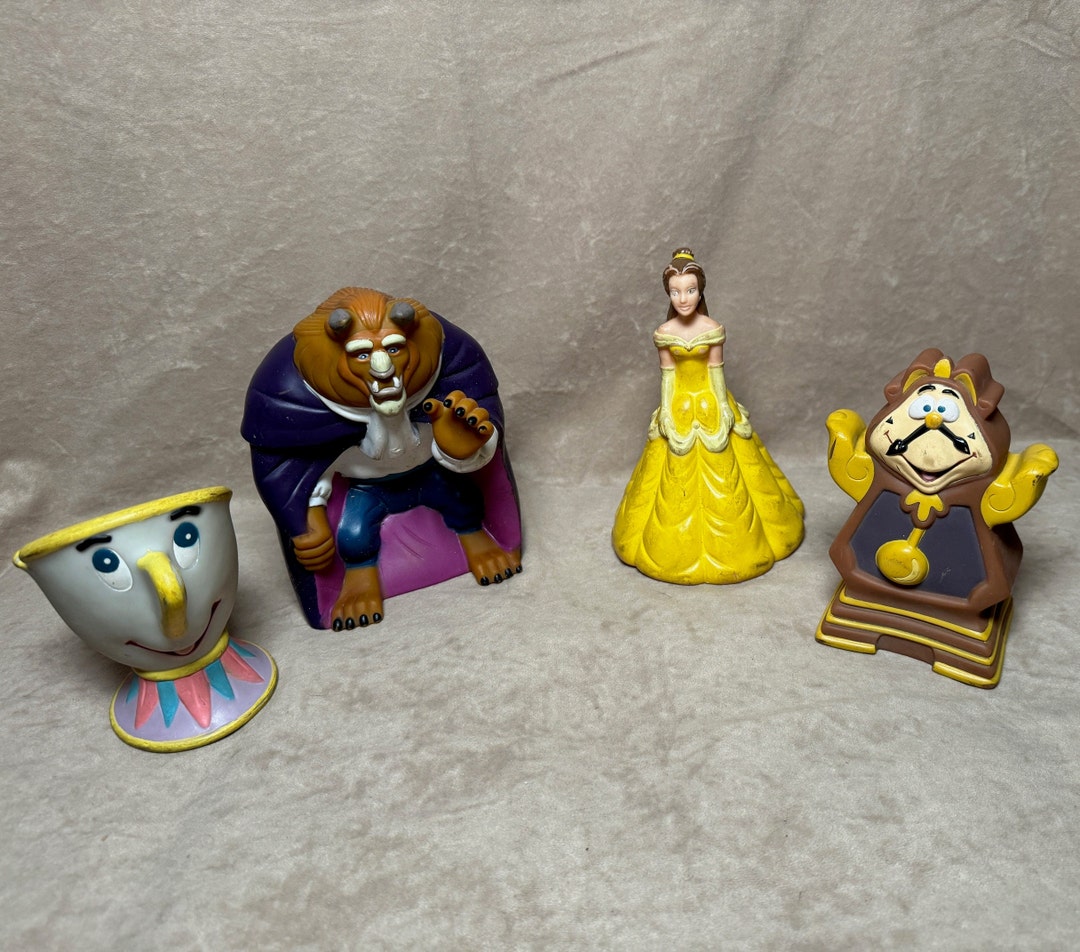 Vintage 1992 Pizza Hut (4) Beauty and the Beast Vinyl Hand Puppets ...