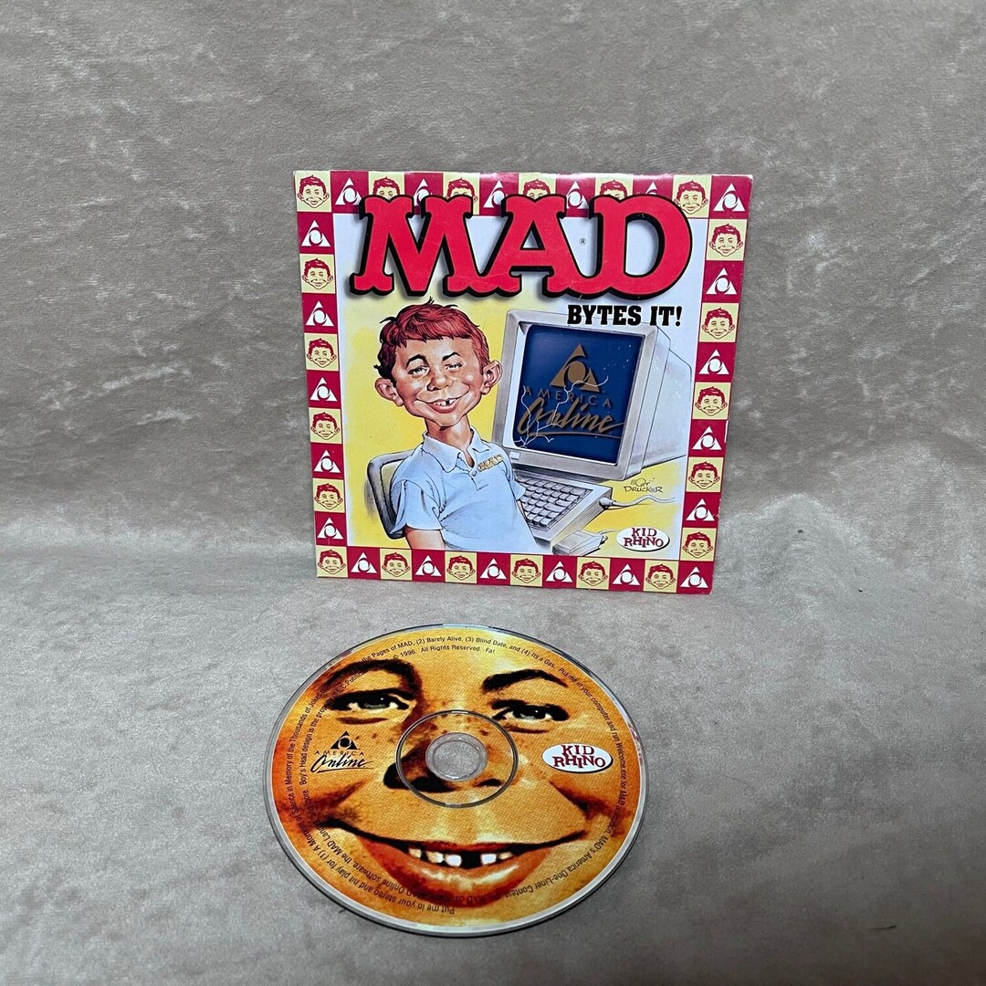 Vintage 1996 Mad Magazine America Online AOL Mad Bytes It CD-ROM What ...