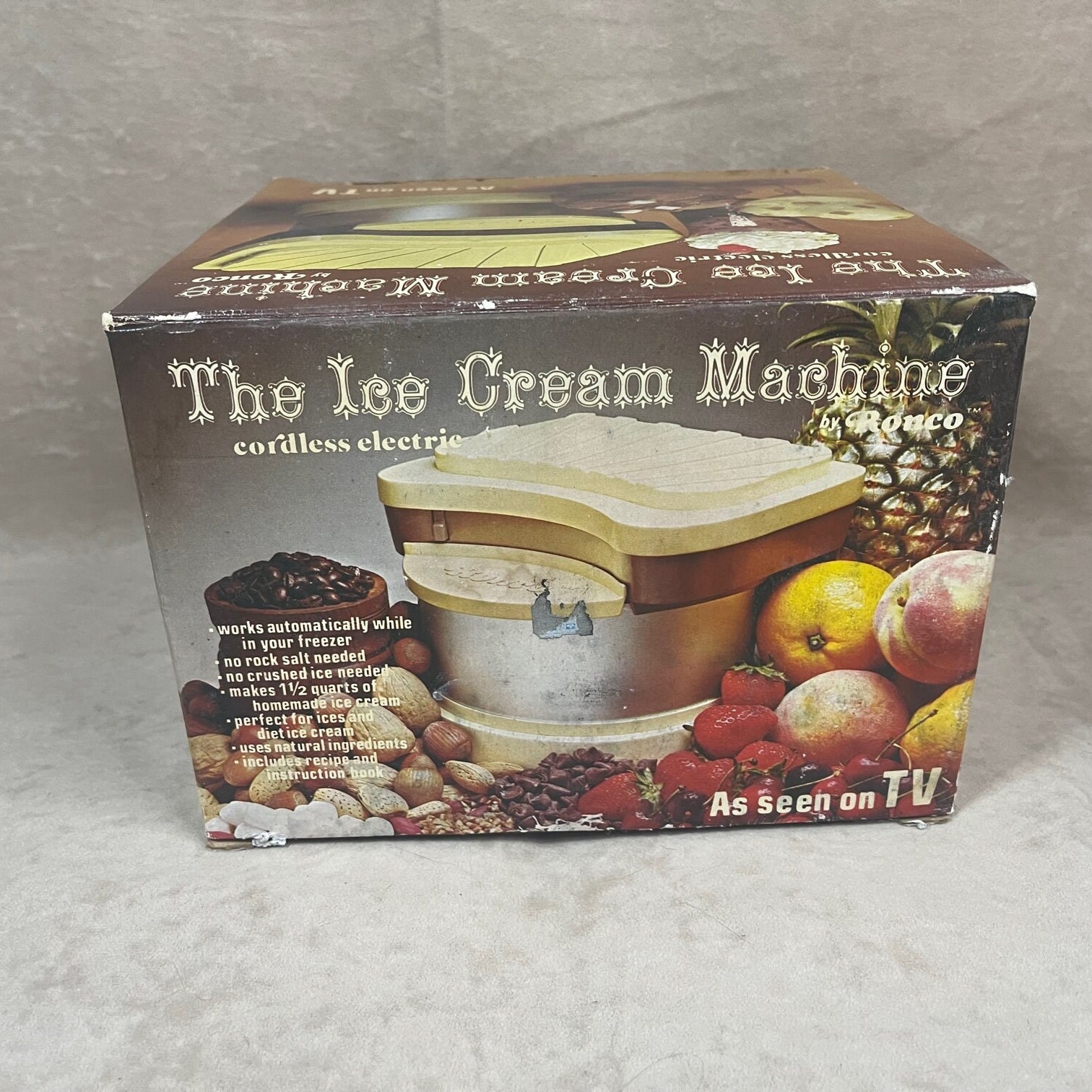 Vintage 1974 Ronco Cordless the Ice Cream Machine as Seen on TV With ...