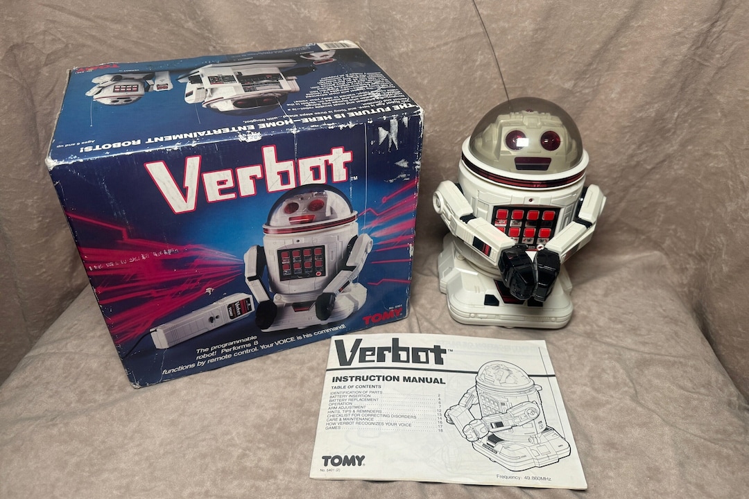Vintage 1980s Tomy Verbot Remote Controlled Programmable Robot With Box - Etsy