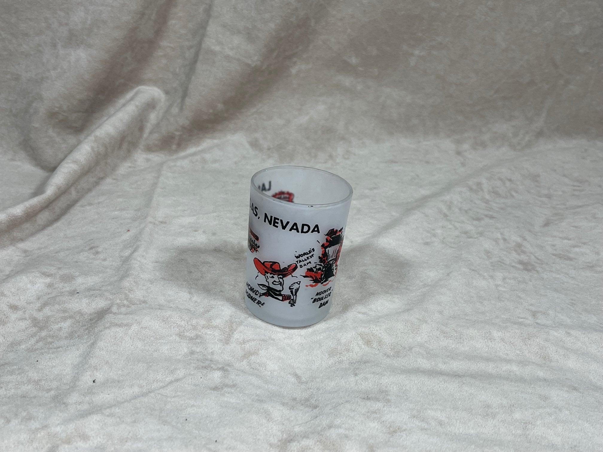 Vintage 1950s Hazel Atlas Glass 4oz Howdy Podner Las Vegas Frosted ...